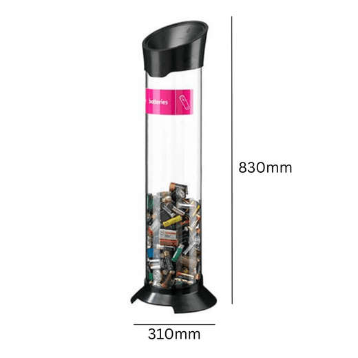 Freestanding Battery Recycling tube with Graphic - 20 Litre - RecyclingBins