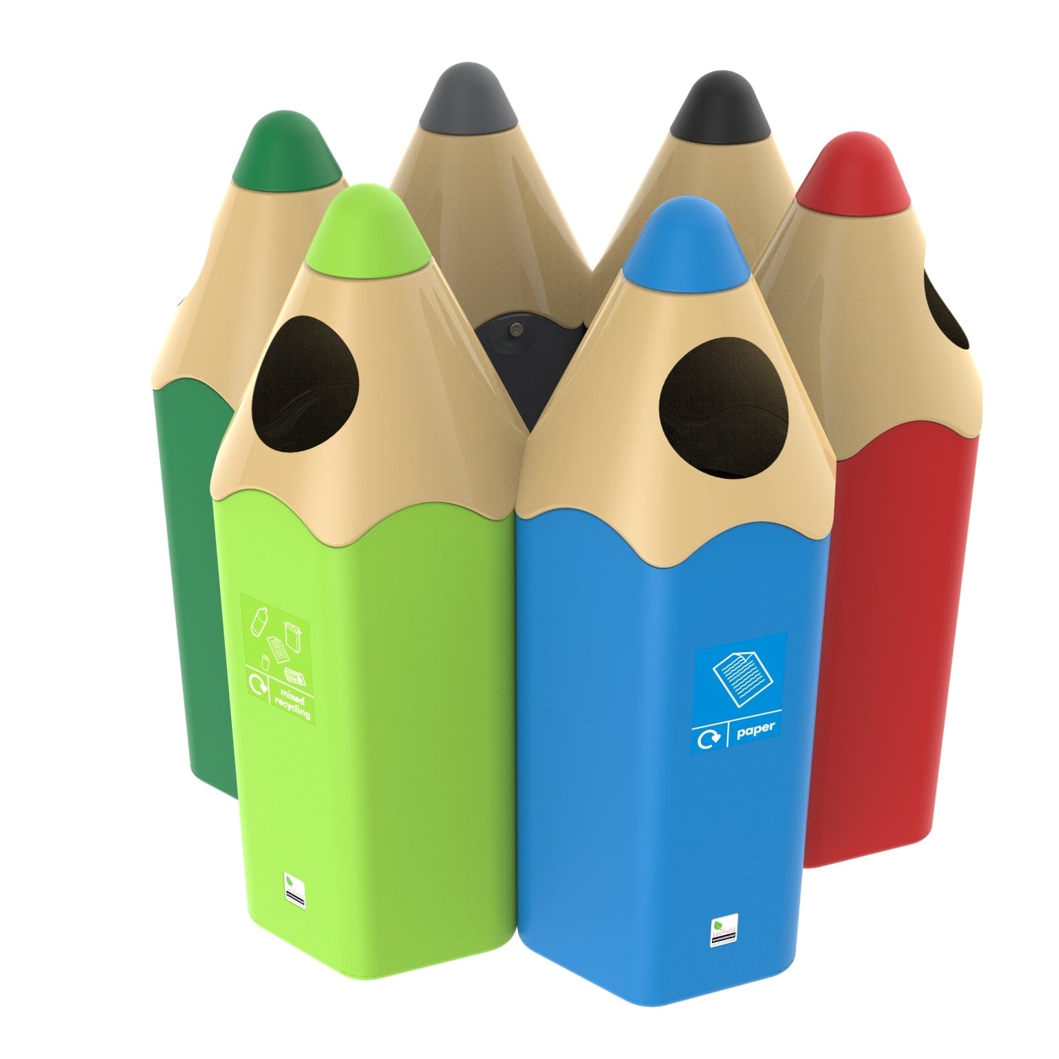 Coloured Pencil Recycling Bin - 70 Litres - RecyclingBins