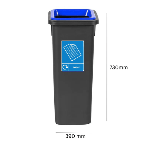 Freestanding Black Recycling Bins with Colour Coded Lids