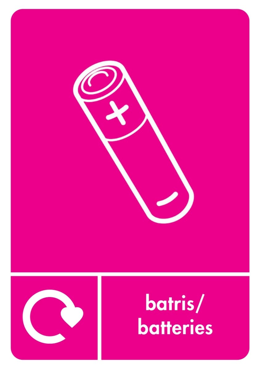 A5 Bilingual Battery Recycling Sticker | Fast Delivery