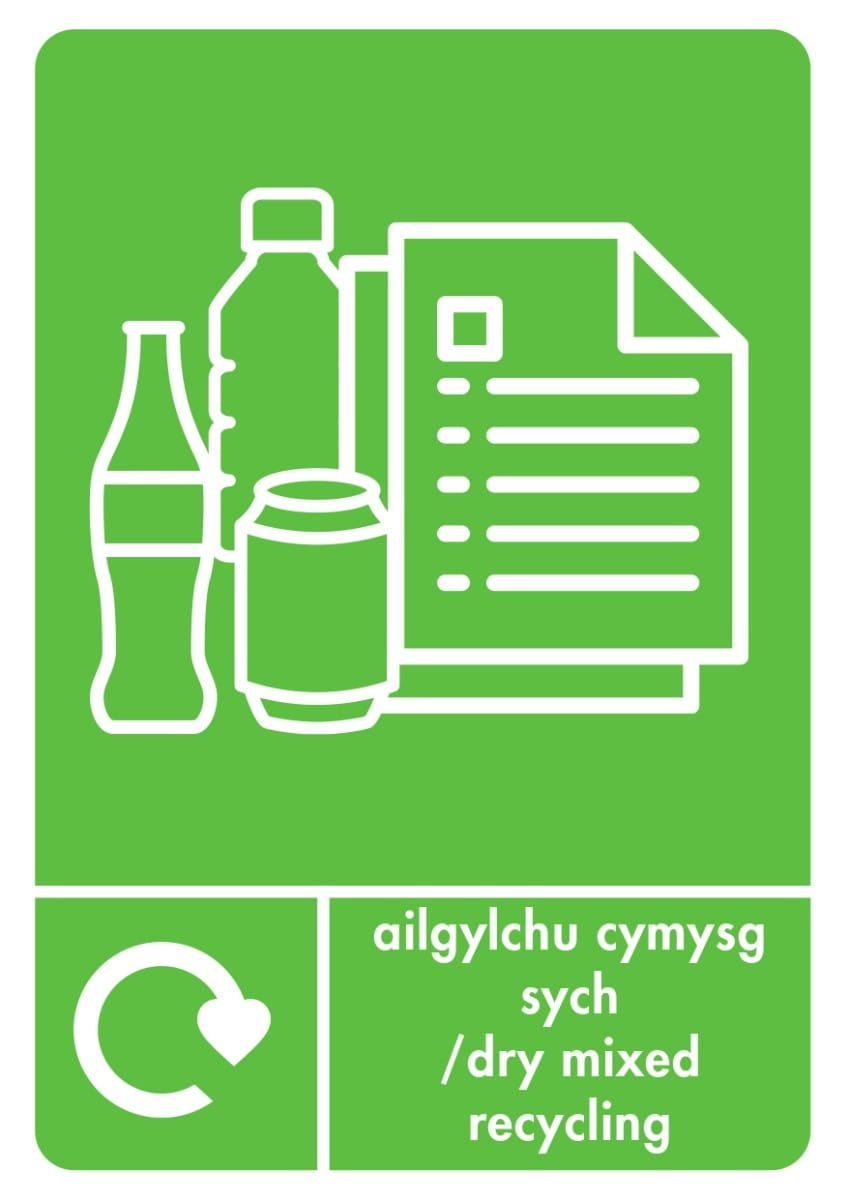 Bilingual Dry Mixed Recycling Sticker | Fast Delivery