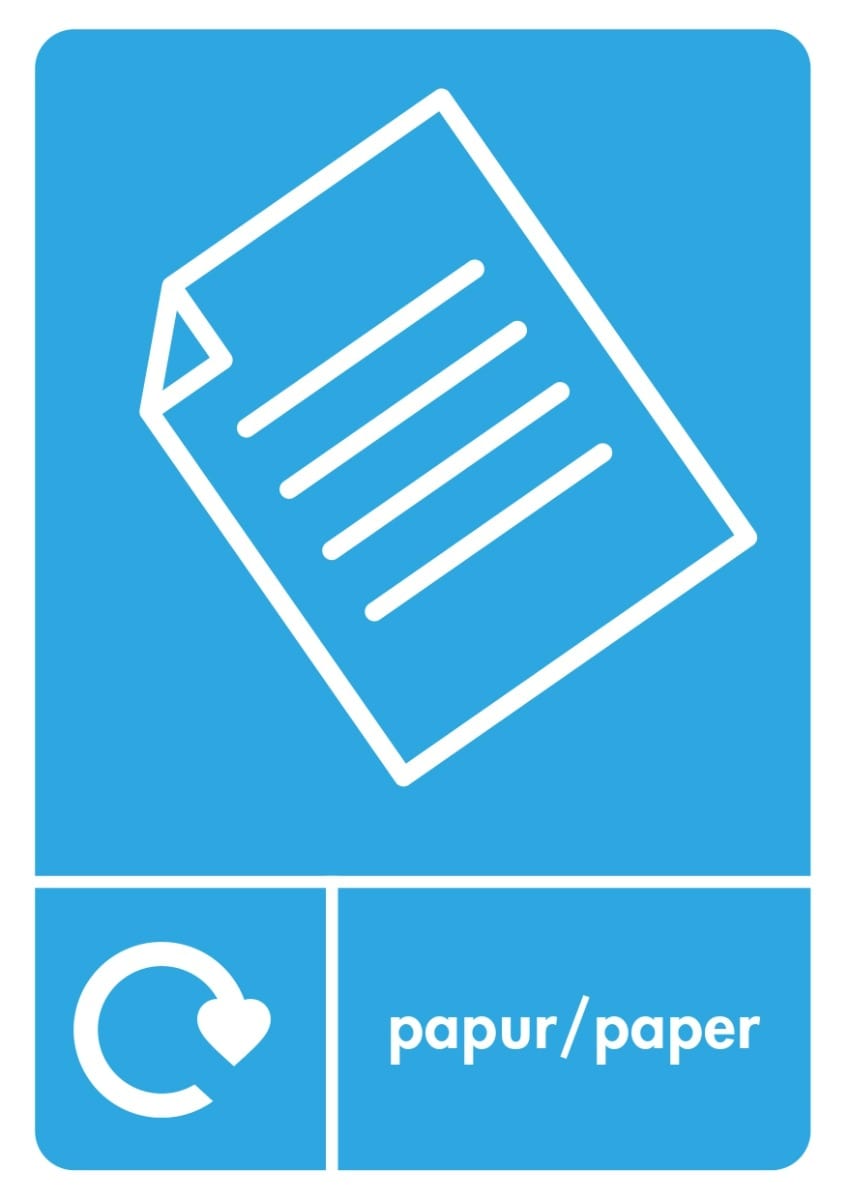 Bilingual Paper Recycling Sticker | Fast Delivery