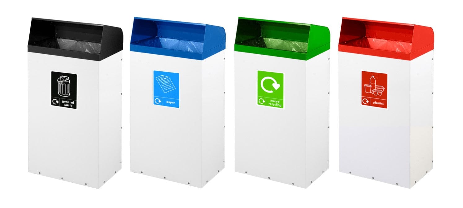 Metal Hooded Open Top Recycling Bin - 60 and 80 Litre Available